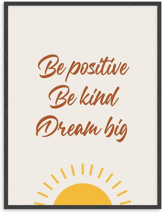 Modern Minimalist Wall Art Mid Century Wall Decor Be Positive Be Kind ...