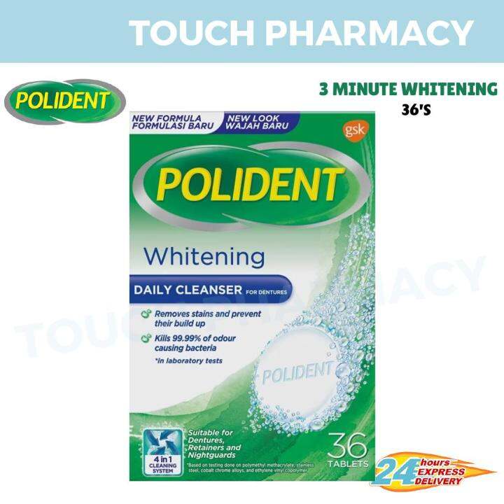 POLIDENT Whitening Denture Cleanser Tab 36'S | Lazada