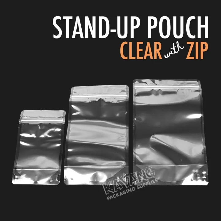 [100pcs] Clear Stand Up Pouch with Zip Lock, Transparent Pouch w ...
