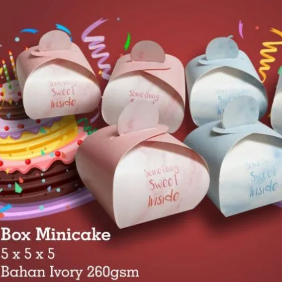 10 pcs Box Mini Cake Kotak Kue Mini 5x5 Box Kue Pink Girl Box Biru Boy ...