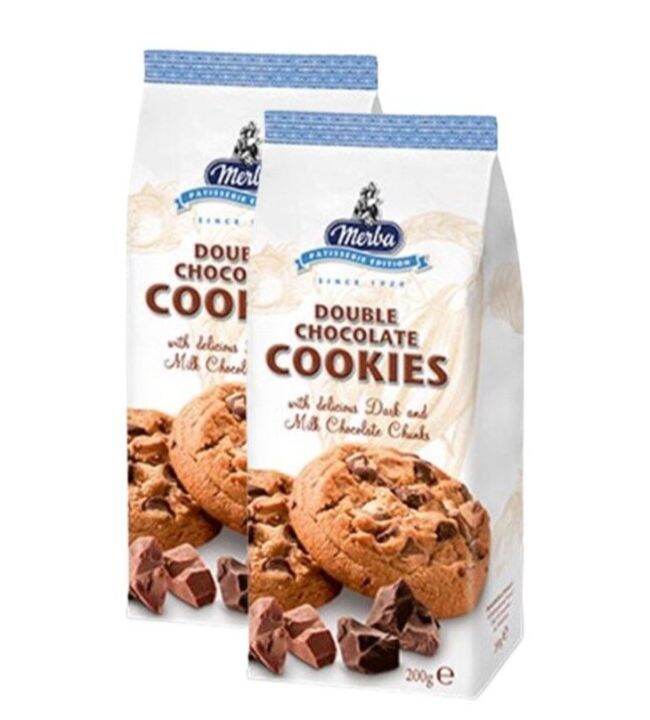 Merba Double Chocolate Cookies เมอร์บา คุกกี้ รสดับเบิ้ลช็อคโกแลค 200g ...