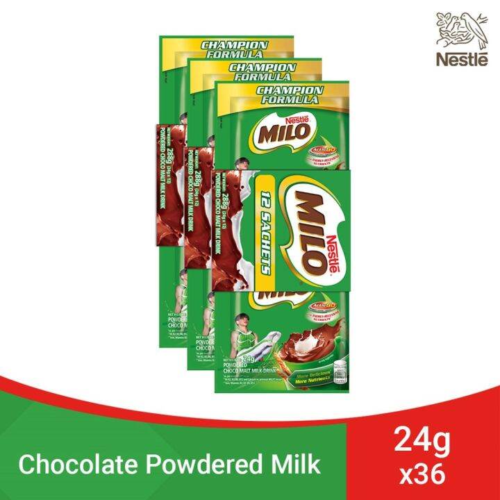 MILO Powdered Choco Malt Milk Drink 24g - Pack of 36 | Lazada PH