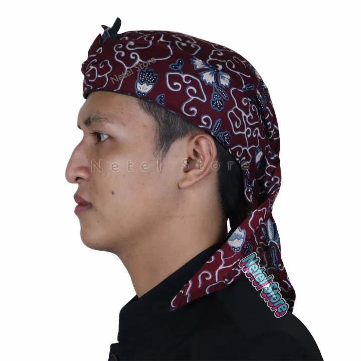 Blangkon Cirebon Batik Wadasan Maroon Iket Ikat Praktis - Iket Sunda ...