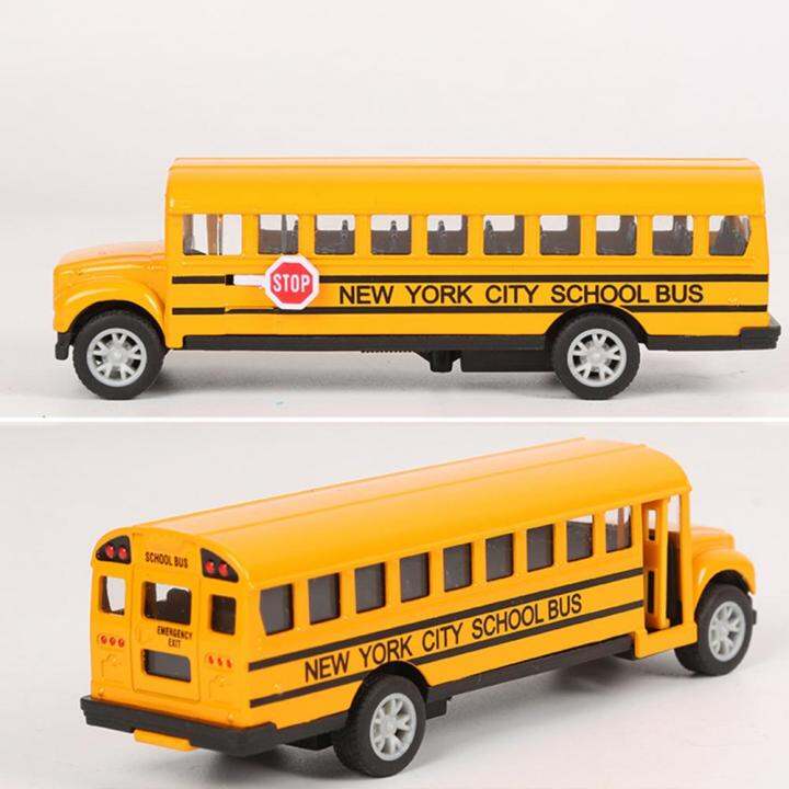 Mainan Bus sekolah terlihat realistis roda Ruer pintu terbuka ...