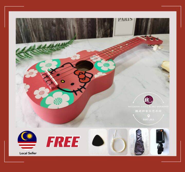 Ukulele Hello Kitty Pink Instrument 21’ 尤克里里凯蒂猫 粉红 1号 | Lazada