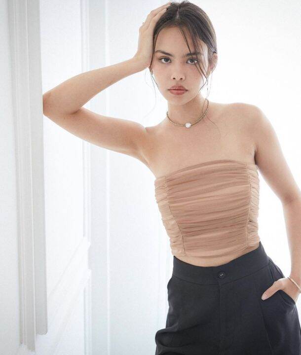 THREE.THELABEL - SOPHIE TUBE TOP - เสื้อเกาะอก ผ้ามุ้ง | Lazada.co.th