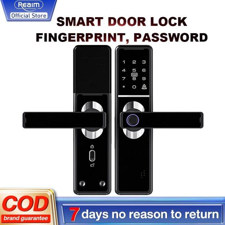 Tuya Wifi Electronic Smart Door Lock With Biometric Fingerprint / Smart Card / Password / Key ...