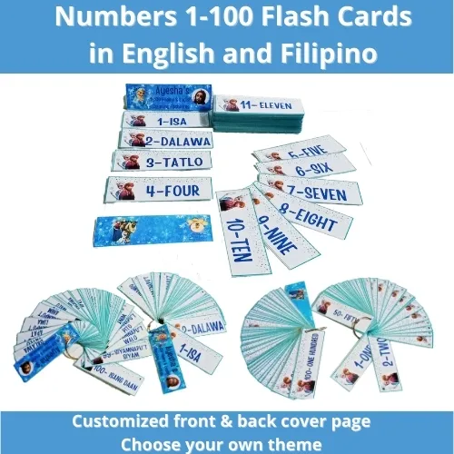 Numbers 1-100 Flash Cards in English and Filipino 100 pcs. Customized ...