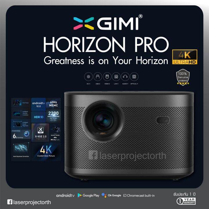 HORIZON Pro 4K (3840 x 2160) UHD LED Projector Screenless TV, Android ...