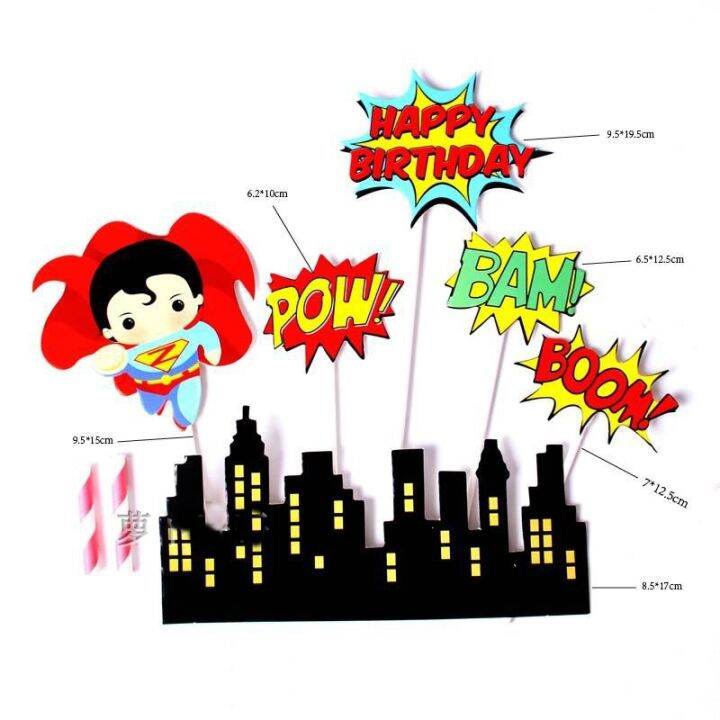 Superman Cartoon Cake Decoration Topper Cake Topper Happy Birtday Cake ...