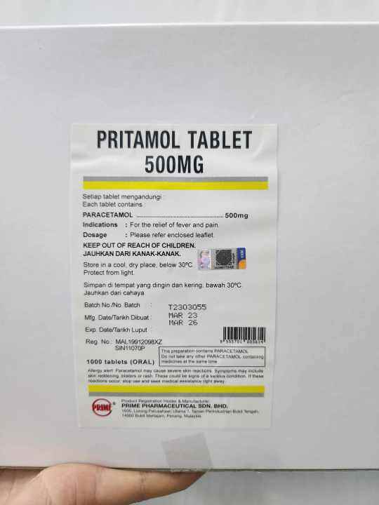 PRITAMOL Paracetamol 500mg 100STP | Lazada