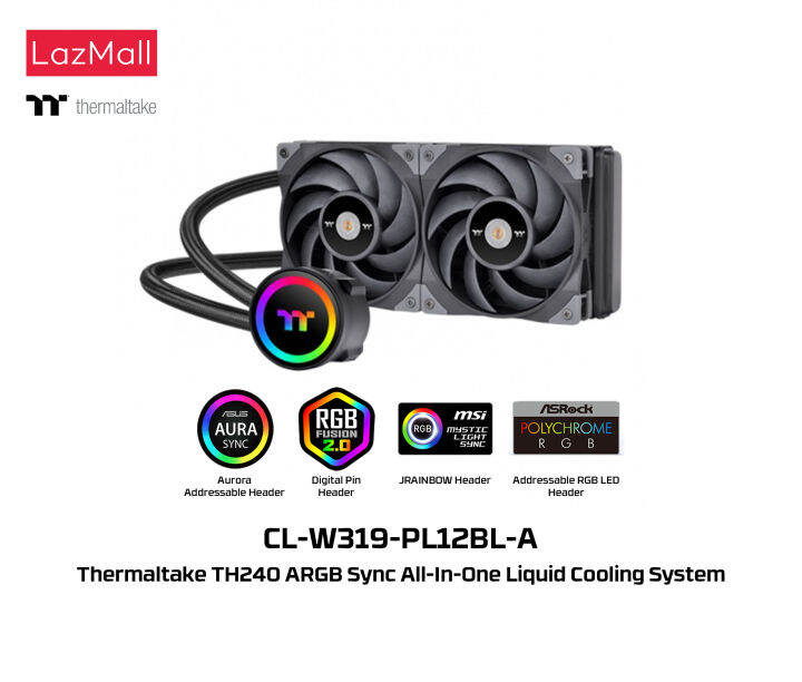 CL-W319-PL12BL-A Thermaltake TH240(Radiator: 273 x 120 x 27mm) ARGB Sync All-In-One Liquid ...