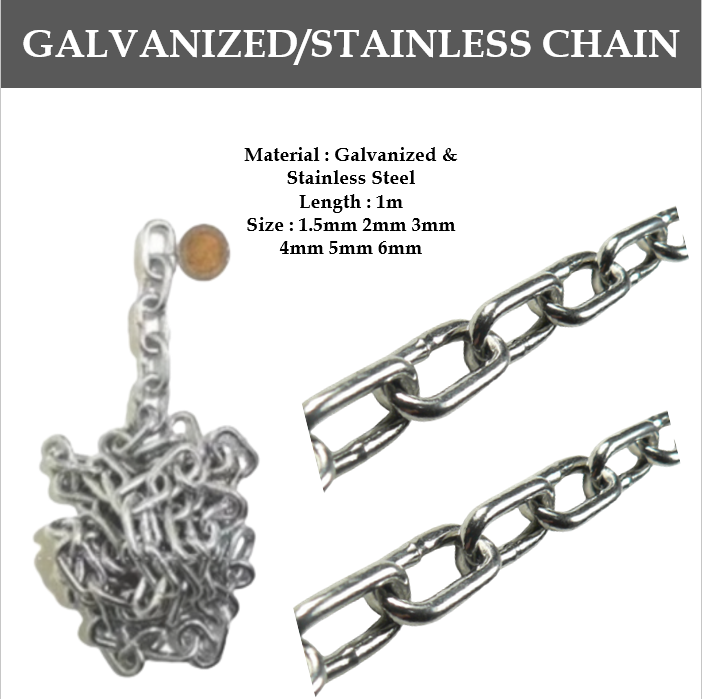 Mago Lifting 1.5mm-6mm Chain Stainless Steel 304 & Galvanized Chain per ...