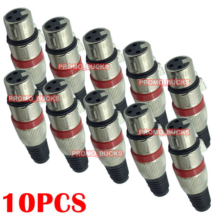 【PACK OF 10】XLR 3 Pin Female MIC Jack Plug Audio Microphone Cable ...