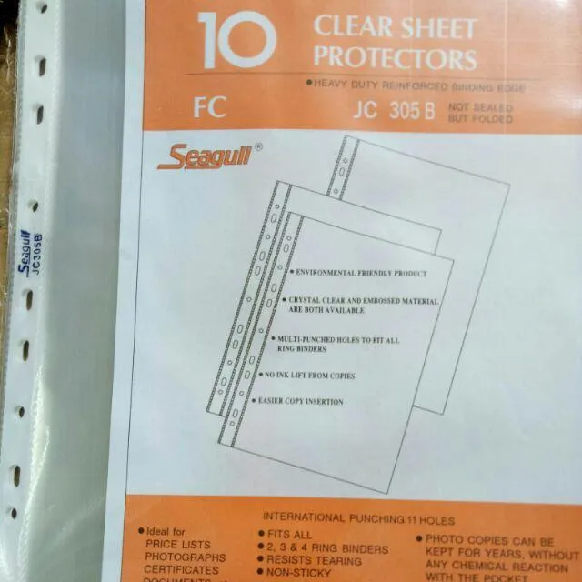 Seagull Clearsheet refill - Long 10's/pack - FOR BINDERS ARCH FILE ...