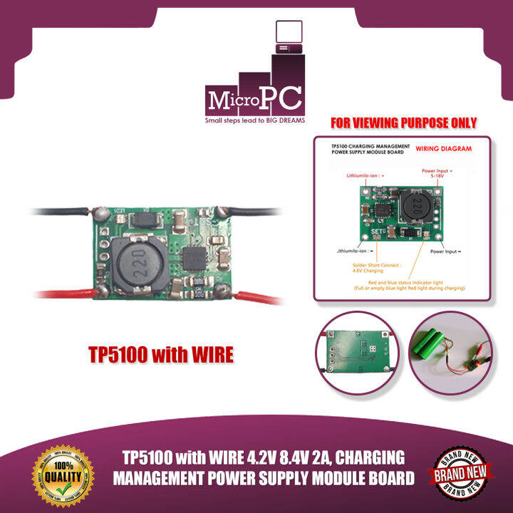 MICRO PC TP5100 with WIRE 4.2V 8.4V 2A, CHARGING MANAGEMENT POWER ...