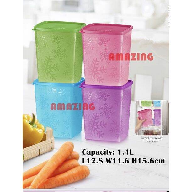 Original Tupperware Snowflake Cool Square Round 1.4L/ Food Vegetable ...