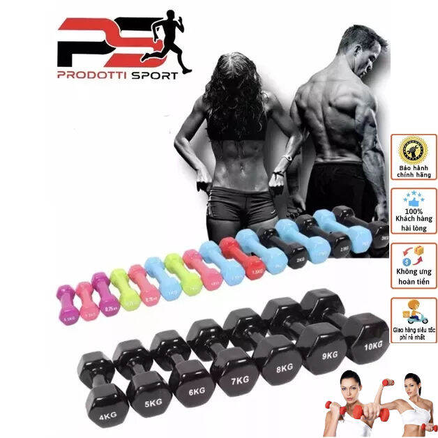 Tạ tay nữ 1kg-2kg-3kg-4kg-5kg-6kg gang bọc cao su, chống trơn trượt, chống vỡ sàn nhà (giao màu ...