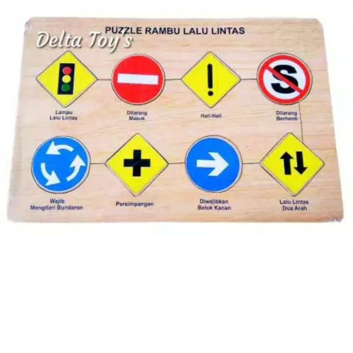 MAINAN EDUKASI ANAK KAYU - PUZZEL RAMBU LALU LINTAS | Lazada Indonesia
