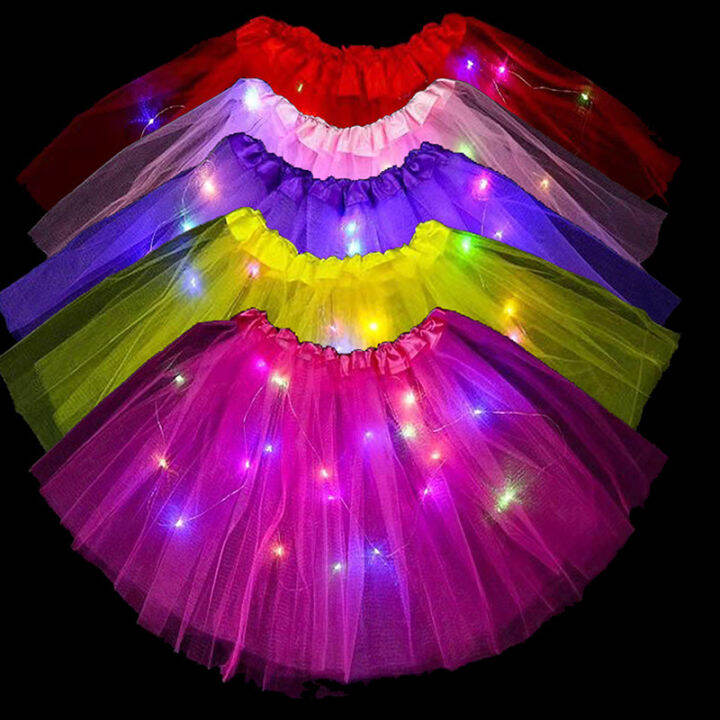 Girl Butterfly Light Up Tutu LED Skirt Glow Flower Wreath Crown ...