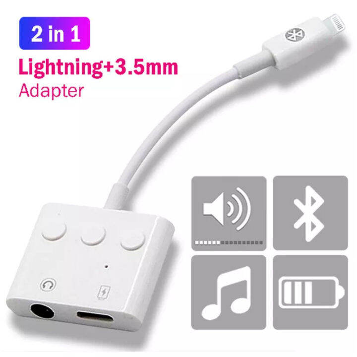Bluetooth 2 in 1 Lightning to 3.5mm Jack Audio Charger for Iphone ...