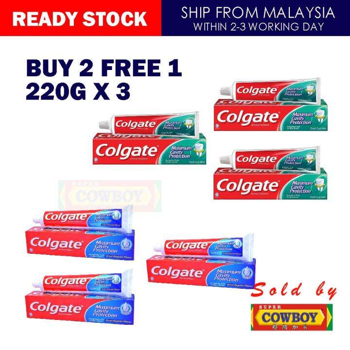 Colgate Toothpaste Ubat Gigi 220g Buy2 Free1 Fresh Cool Mint Great ...