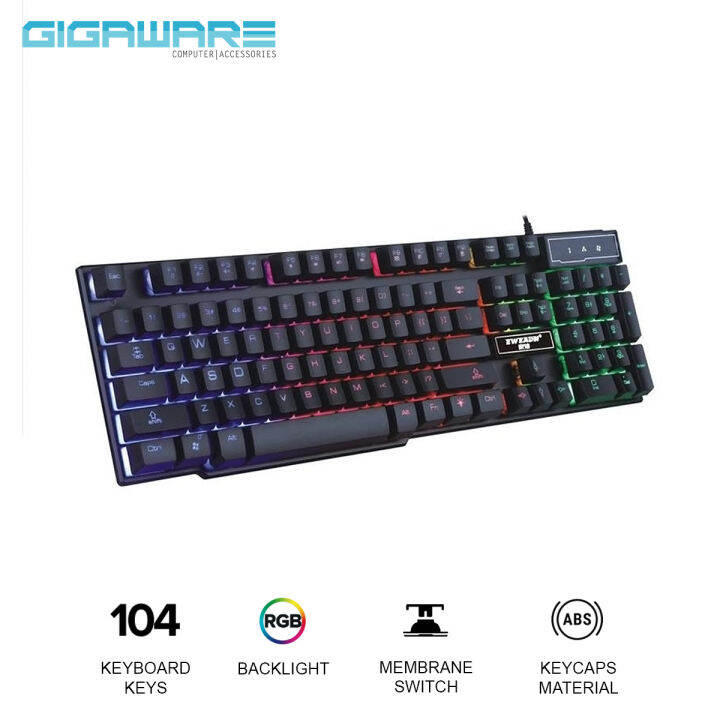 Gigaware KMX-50 Mad Warrior Suspended Keypress Membrane Gaming Keyboard ...