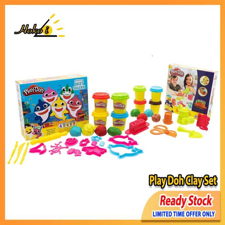 Play Doh Baby Shark Clay Set Kids Toy Children Play Dough Tanah Liat ...