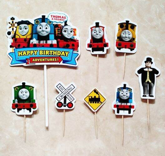 hiasan kue ulang tahun satu set isi 8 cake topper karakter thomas and ...