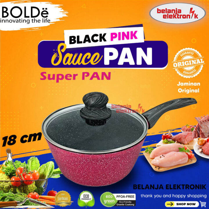 PANCI BOLDE SAUCE PAN 18 CM GLASS LID BLACK PINK | Lazada Indonesia