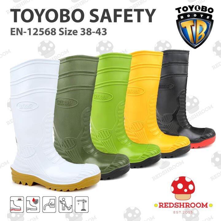 Toyobo Safety EN 12568 Sepatu Boots Safety Tinggi Putih Hitam Kuning ...