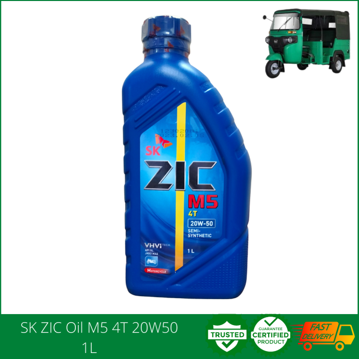 SK ZIC M5 4T 20W-50 Semi Synthetic Motorcycle Oil 1L for BAJAJ Tuktuk Three Wheeler 4Stroke ...