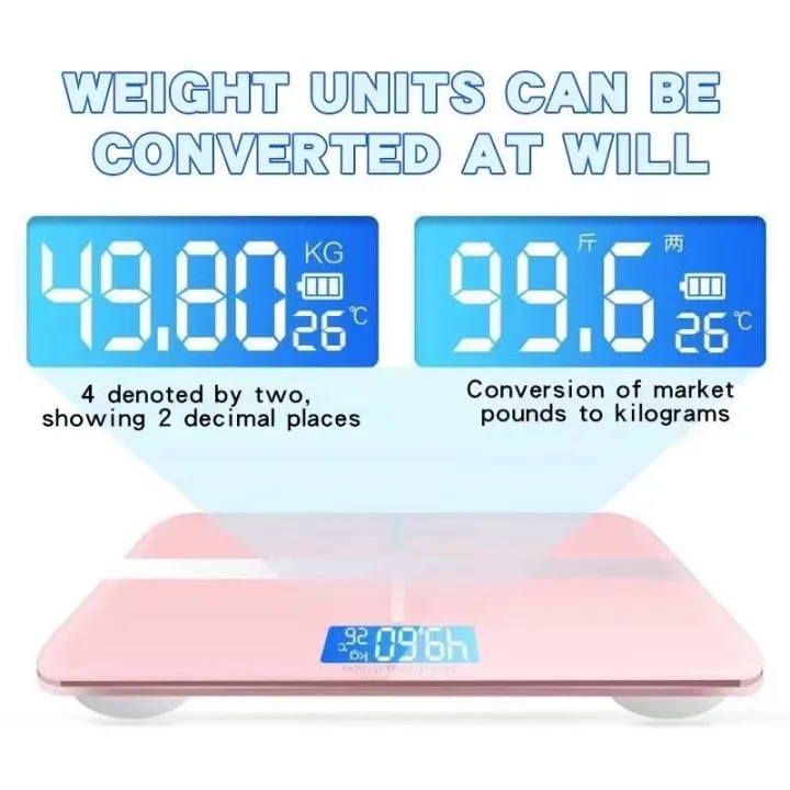 Body Scale Glass Smart Electronic Scales LCD Display Body Weighing Home ...