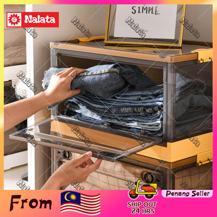 Large 60L Durable Foldable Plastic Storage Bins with Lids, Easy to ...