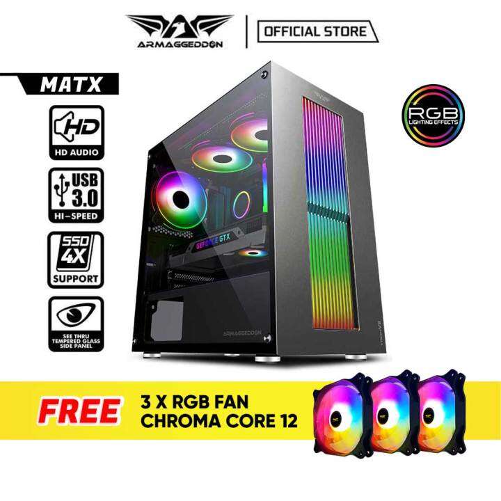 Armaggeddon Tron VII MATX PC Case | ARGB Aura Sync Led Strip | Free 3 ...