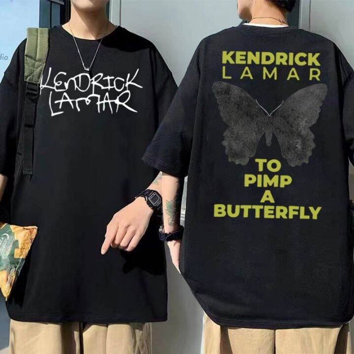 Kendrick Lamar เพื่อแมงดาผีเสื้อ Alnum Rapper คู่กราฟิกพิมพ์เสื้อยืด ...