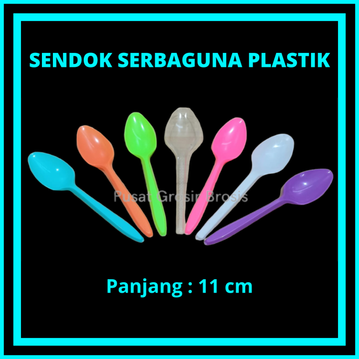 [Isi 100 pcs] Sendok Teh Plastik - Es Krim - Warna-Warni - 11 cm ...