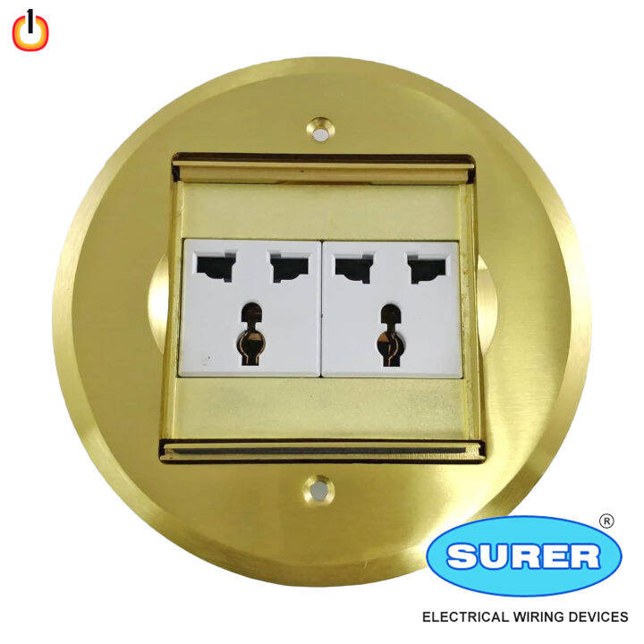 Surer 1022 2 Gang Pop-up Floor Outlet, Round Type (Brass) with FREE ...