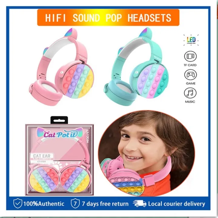 Bluetooth Headset with Rainbow Pop Bubbles, Silicone push and Pop ...