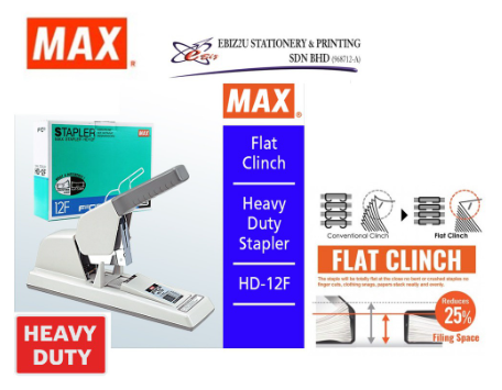 MAX HEAVY DUTY FLAT CLINCH STAPLER HD-12F (150 sheets) alat pengokot, kawat, stapler paper ...