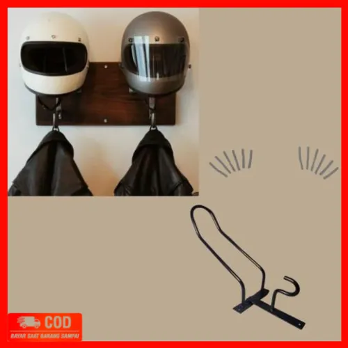 Kapstok Gantungan Helm Tempel Dinding Dengan Hook Cantolan Serbaguna / Rak Helm Motor Bahan Besi ...