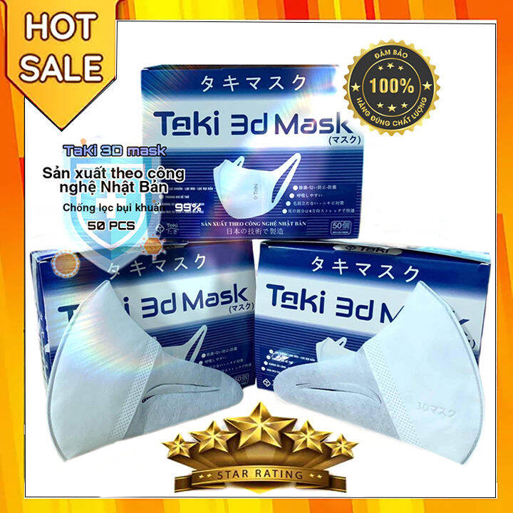 Khẩu trang 3D Mask Taki hộp 50 cái kháng khuẩn, có tem niêm phong, đạt ...