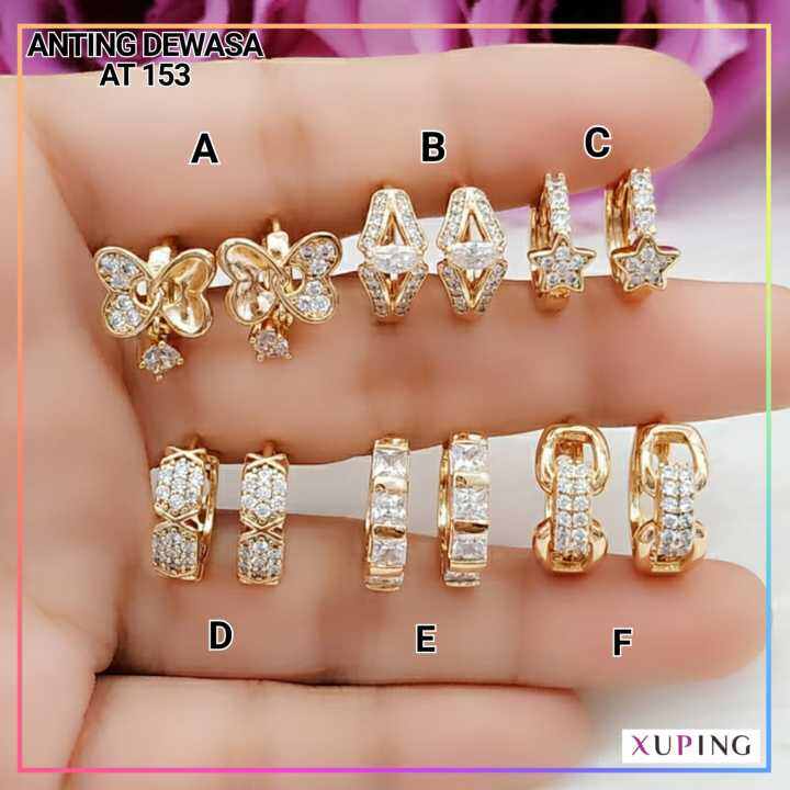 AT 153- Anting Dewasa Cetik Bintang Permata Elegan Perhiasan Lapis Mas 18K Anting Xuping ori ...