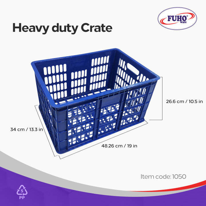 FUHO 19" Inches Crate / Heavy Duty Container / Storage /Plastic ...
