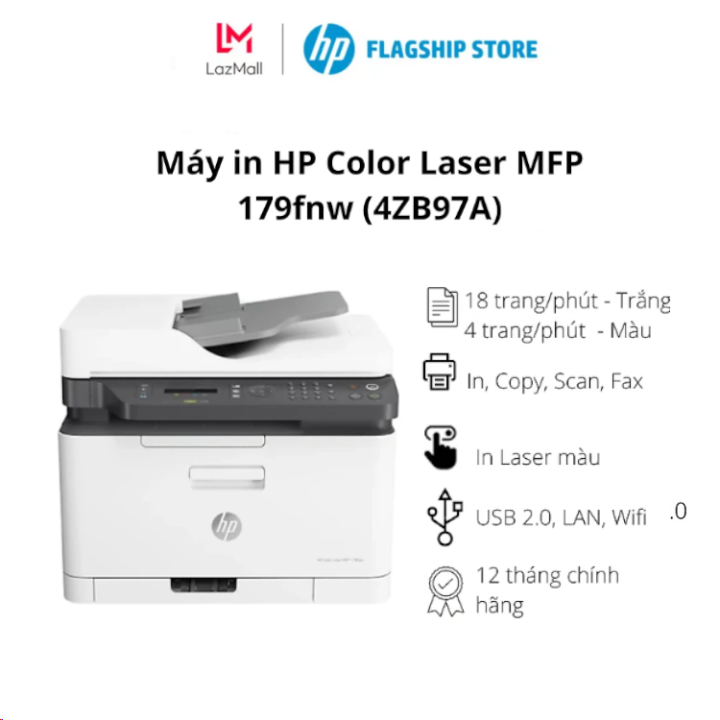 Máy in laser màu đa chức năng HP MFP 179fnw (4ZB97A) - Hàng chính hãng ...
