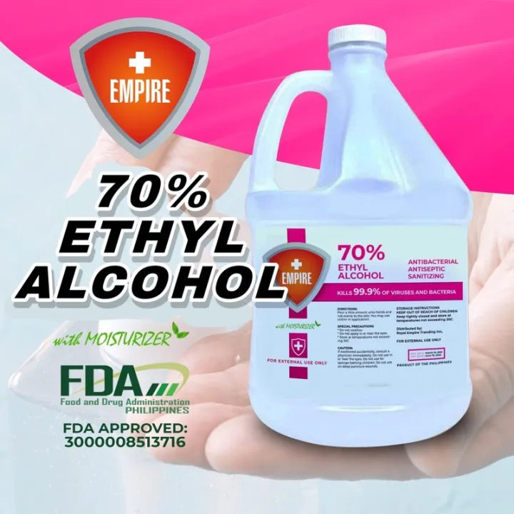 70 ETHYL ALCOHOL SOLUTION 1 GALLON ANTISEPTIC DISINFECTANT ANTIBACTERIAL SANITIZER EMPIRE 3 ...
