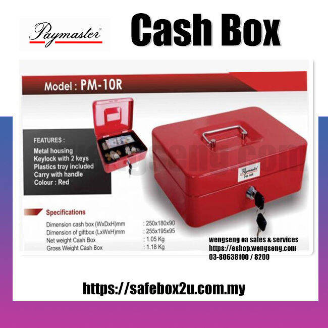 Paymaster PM-10R (1.2kg) cash box (red color) / security box / petty cash box / Peti Simpan Duit ...