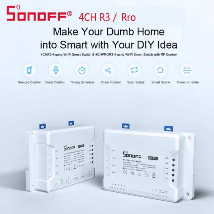[HOT 2023] SONOFF 4CH R3/ PRO R3 Wifi Smart Switch 433MHZ RF Wireless ...