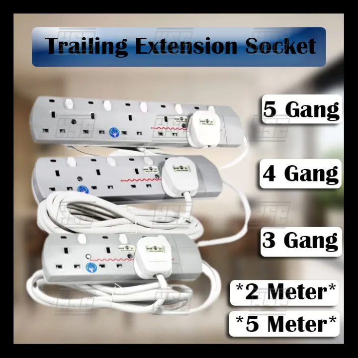 2Meter 5Meter 3G 4G 5G Extension Multiple Plug Adaptor Trailing Socket ...