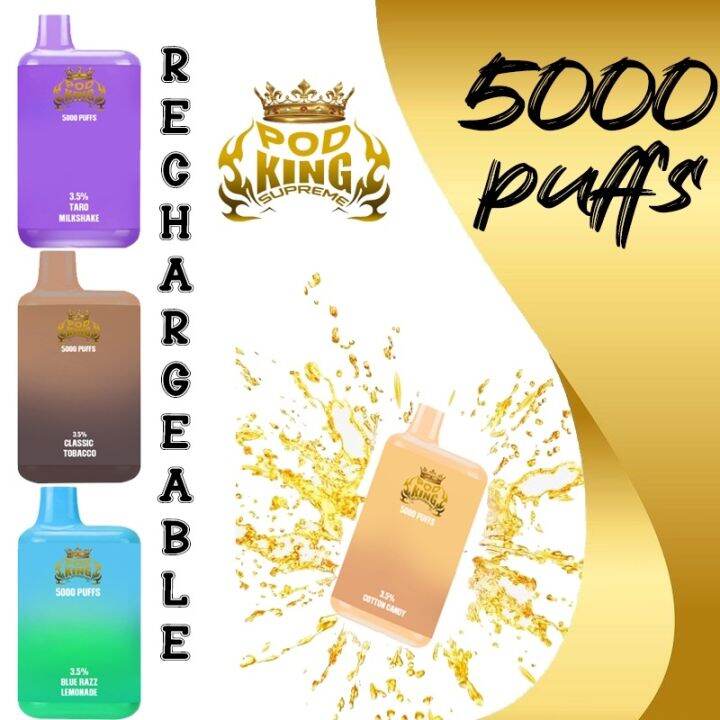 idqcgrz LEGIT SUPREME POD KING 5000 PUFFS DISPOSABLE RECHARGEABLE ...
